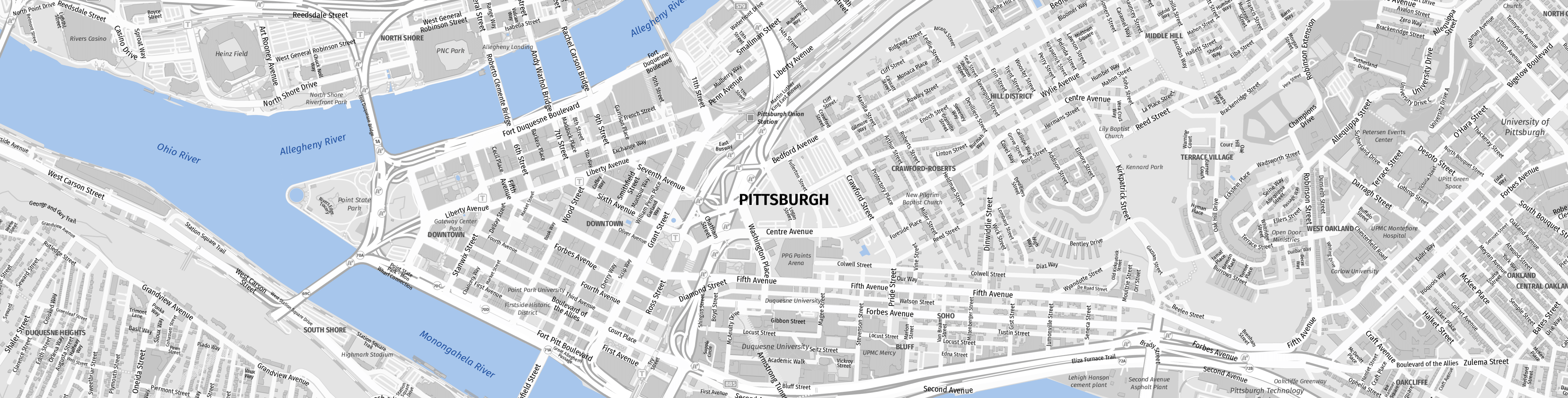 Detailed Downtown Pittsburgh Map