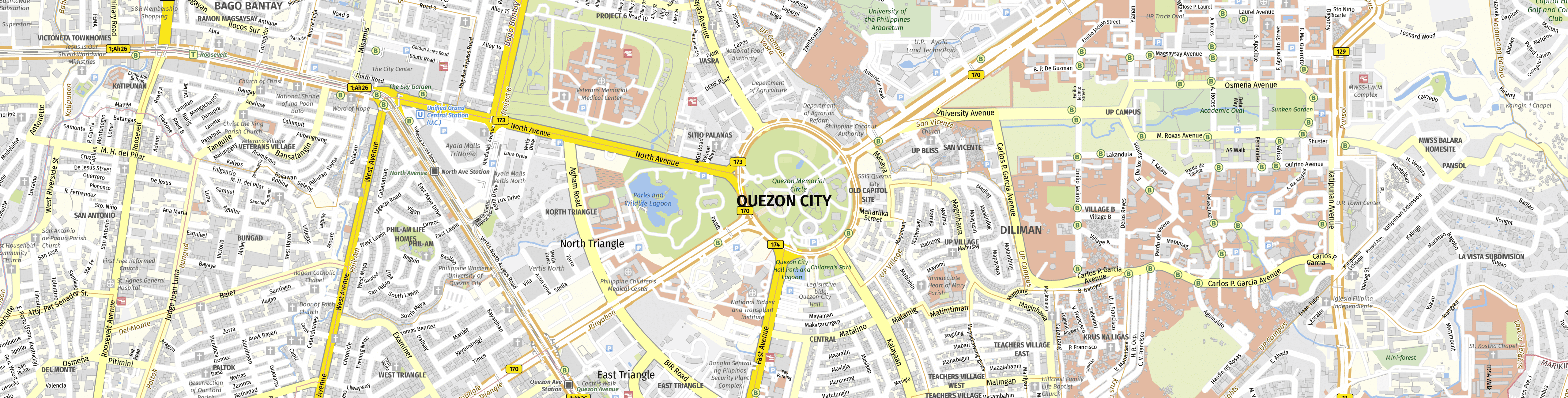 Quezon City Philippines Map Vector Road Map Of The City Of Quezon City